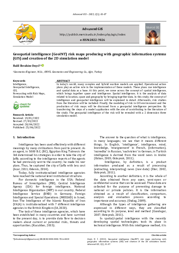 (PDF) Geospatial intelligence (GeoINT) risk maps producing with ...