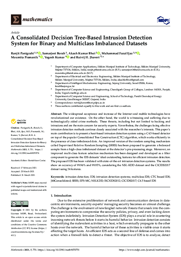 Pdf A Consolidated Decision Tree Based Intrusion Detection System For Binary And Multiclass