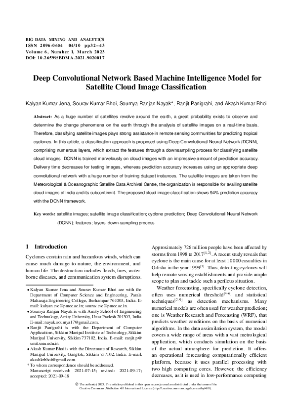 (PDF) Deep Convolutional Network Based Machine Intelligence Model for Satellite Cloud Image ...