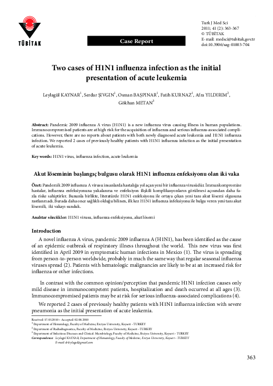 (PDF) Two cases of H1N1 influenza infection as the initial presentation ...