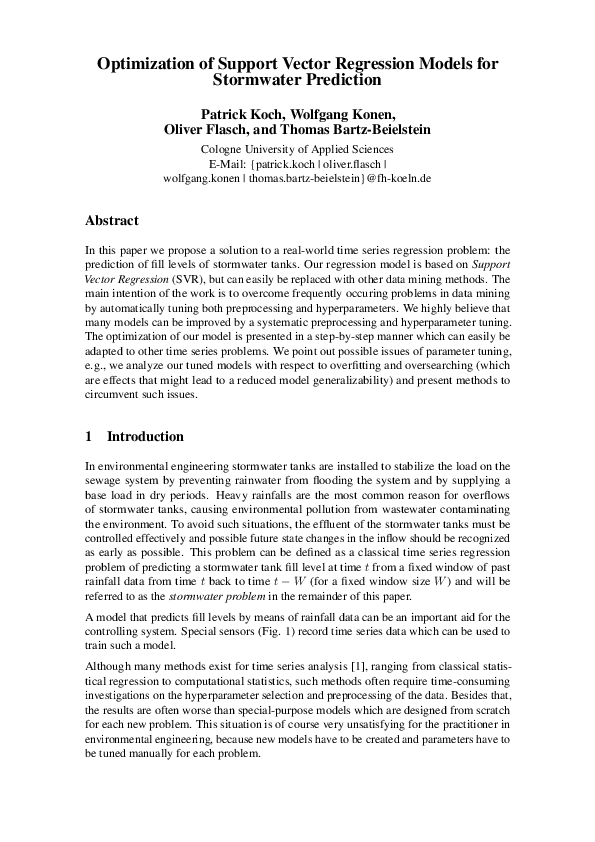 (PDF) Optimization of Support Vector Regression Models for Stormwater ...
