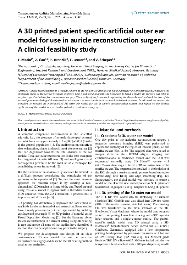 (PDF) A 3D printed patient specific artificial outer ear model for use ...