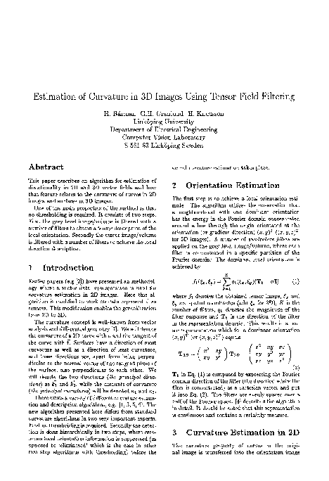 (PDF) Estimation of curvature in 3D images using tensor field filtering