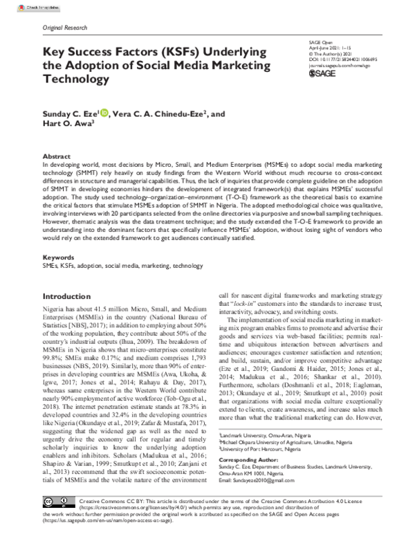 (PDF) Key Success Factors (KSFs) Underlying the Adoption of Social ...