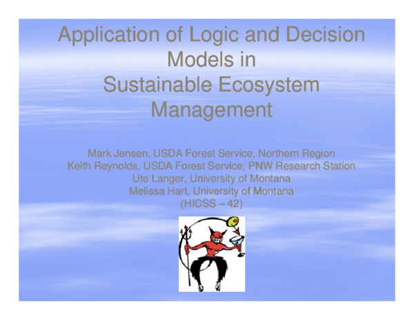 (PDF) Application of Logic and Decision Models in Sustainable Ecosystem ...
