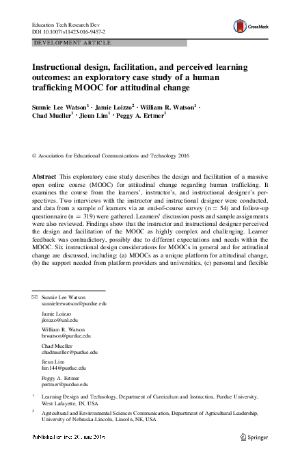 (PDF) Instructional design, facilitation, and perceived learning ...