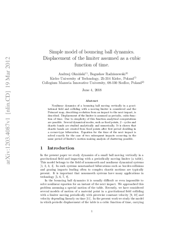 (PDF) Simple Model of Bouncing Ball Dynamics