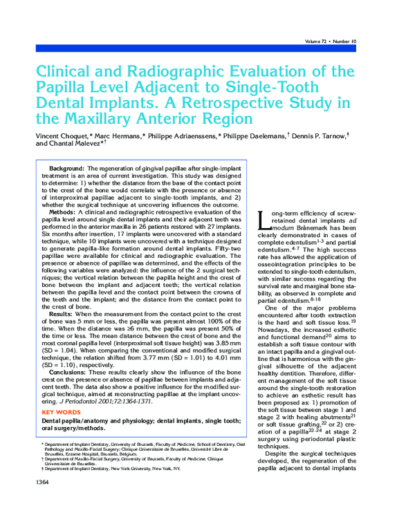 (PDF) Clinical and Radiographic Evaluation of the Papilla Level ...