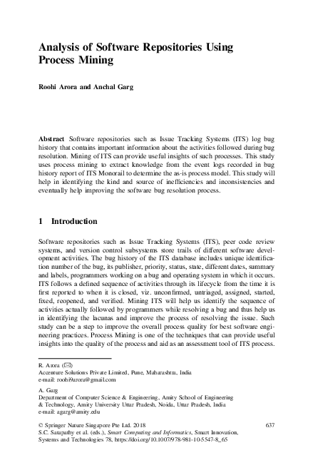 (PDF) Analysis of Software Repositories Using Process Mining