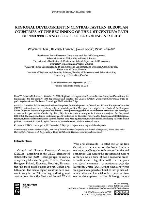 (PDF) Regional development in Central-Eastern European countries at the beginning of the 21st ...