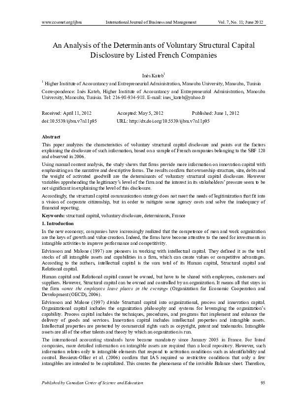 (PDF) An Analysis of the Determinants of Voluntary Structural Capital Disclosure by Listed ...