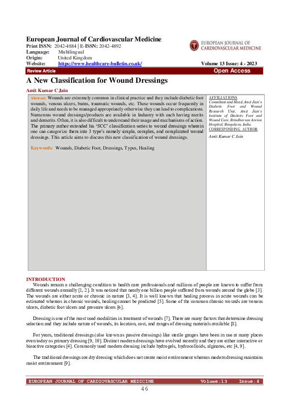 (PDF) A New Classification for Wound Dressings | amit jain - Academia.edu