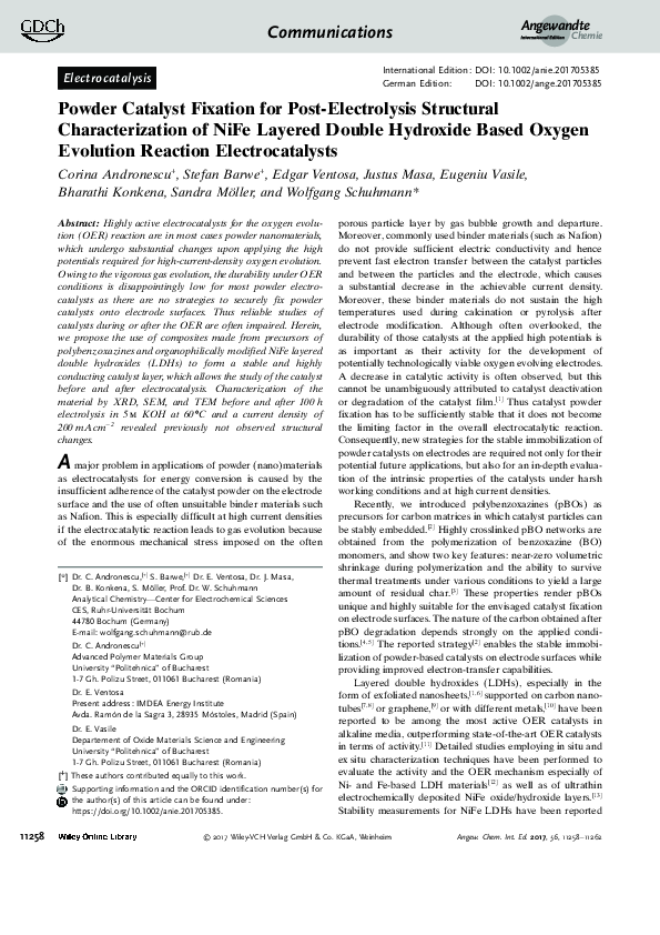 (PDF) NiFe Layered Double Hydroxide Electrocatalyst Prepared via an Electrochemical Deposition ...