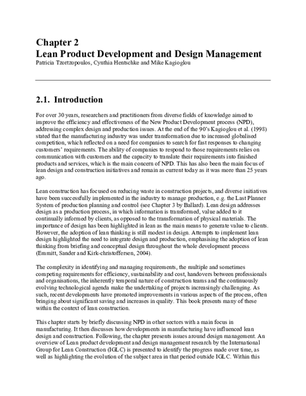 (PDF) Lean product development and design management