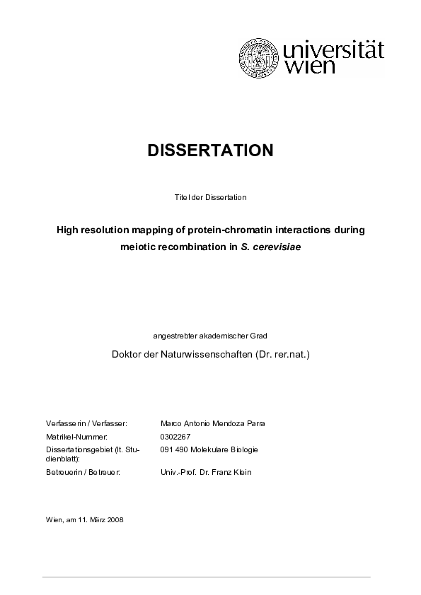 Pdf High Resolution Mapping Of Protein Chromatin Interactions During Meiotic Recombination In