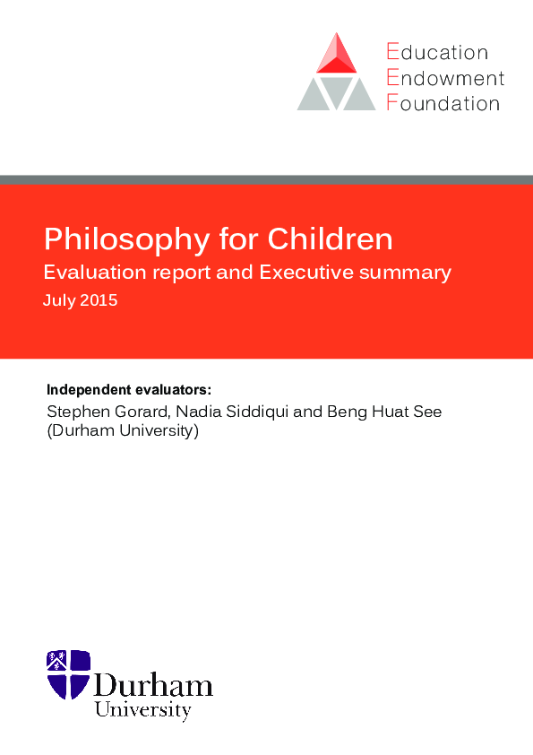 (PDF) Philosophy for Children: Evaluation Report and Executive Summary ...