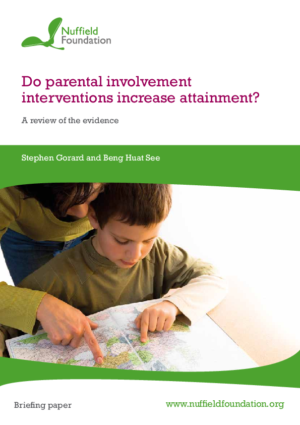 (PDF) Do parental involvement interventions increase attainment? A review of the evidence