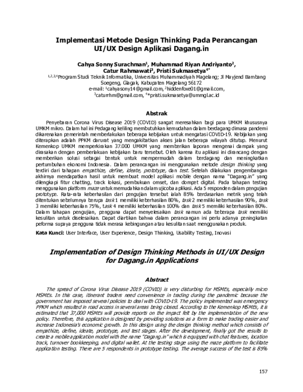 (PDF) Implementasi Metode Design Thinking Pada Perancangan UI/UX Design Aplikasi Dagang.in