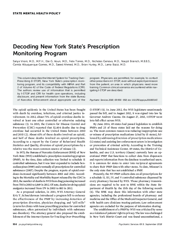 (PDF) Decoding New York State's Prescription Monitoring Program