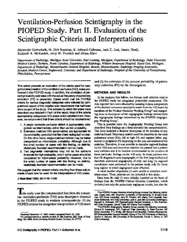 (PDF) Ventilation-perfusion scintigraphy in the PIOPED study. Part II ...