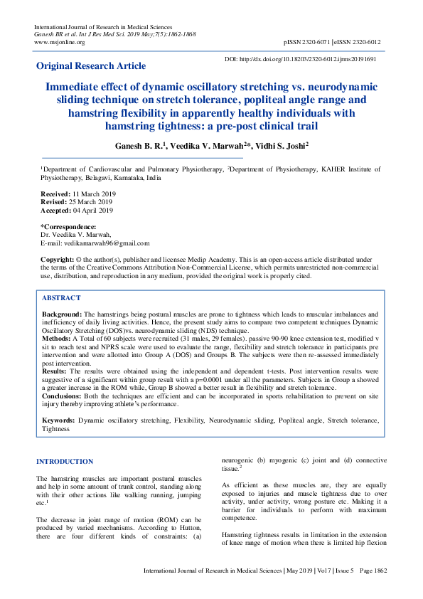 (PDF) Immediate effect of dynamic oscillatory stretching vs. neurodynamic sliding technique on ...