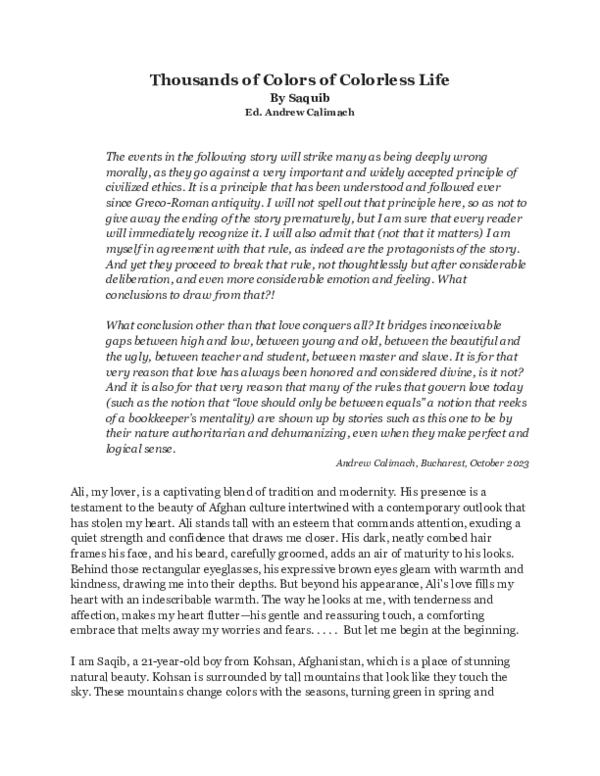 (PDF) Thousands of Colors of Colorless Life, by Saqib | Andrew Calimach ...