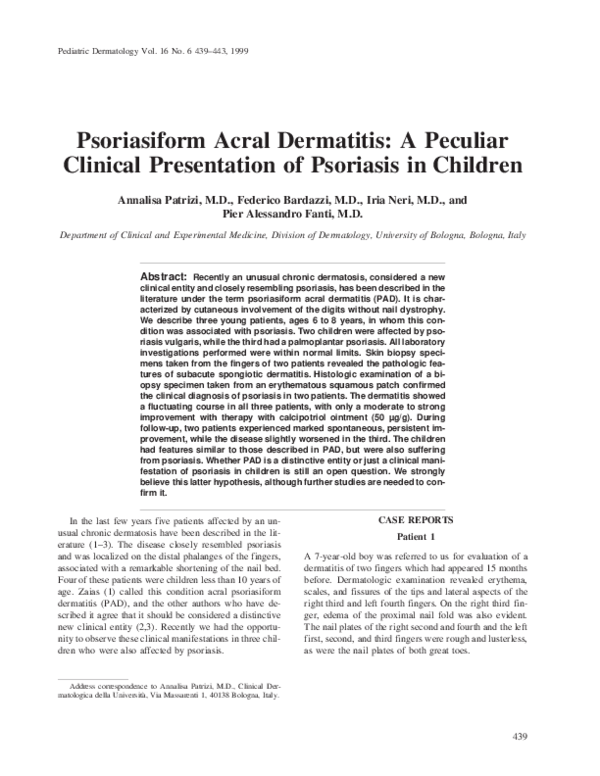 (PDF) Psoriasiform Acral Dermatitis: A Peculiar Clinical Presentation ...