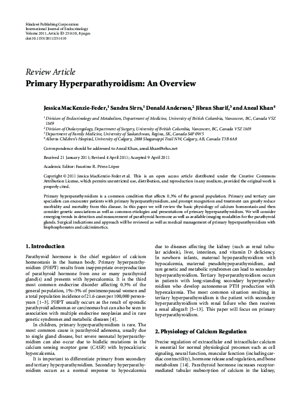(PDF) Primary Hyperparathyroidism: An Overview