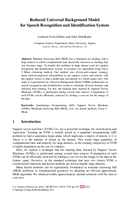 (PDF) Reduced Universal Background Model for Speech Recognition and ...
