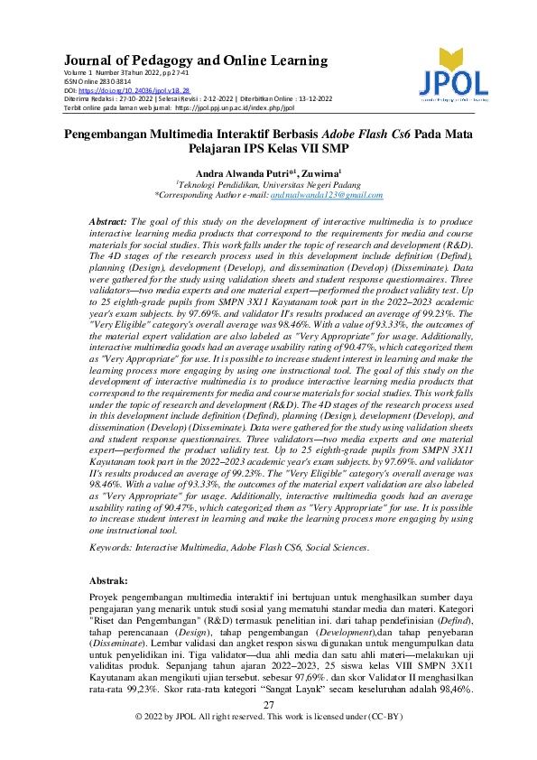 (PDF) Pengembangan Multimedia Interaktif Berbasis Adobe Flash CS6 Pada Mata Pelajaran Ips Kelas ...