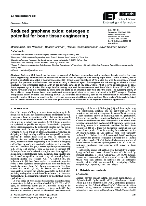 (PDF) Reduced graphene oxide: osteogenic potential for bone tissue engineering | Mohammad Hadi ...