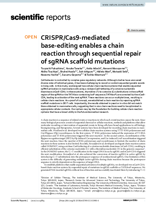 (PDF) CRISPR/Cas9-mediated base-editing enables a chain reaction ...