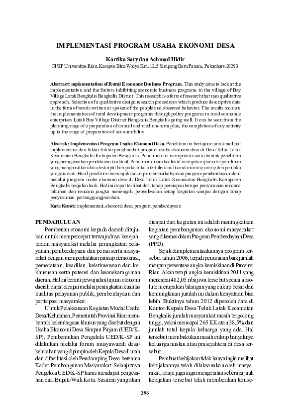 (PDF) Implementasi Program Usaha Ekonomi Desa