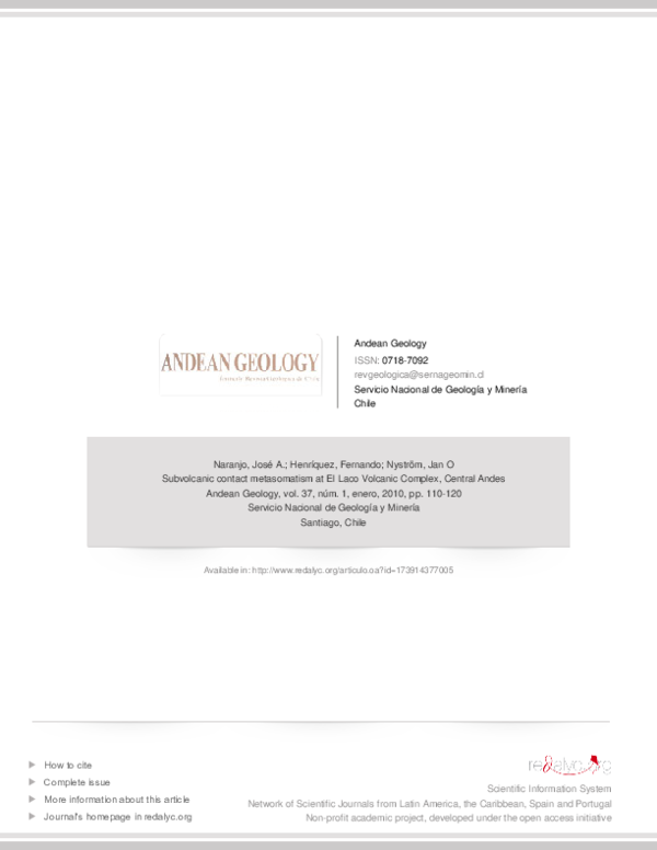 (PDF) Subvolcanic contact metasomatism at El Laco Volcanic Complex