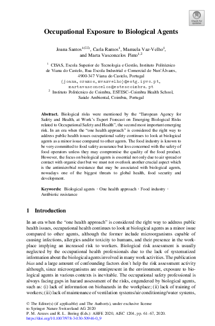 (PDF) Occupational Exposure to Biological Agents