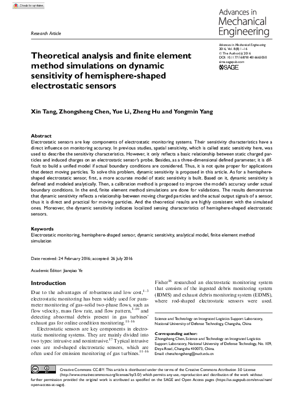 (PDF) Theoretical analysis and finite element method simulations on dynamic sensitivity of ...