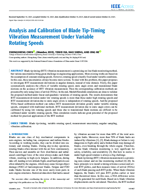 (PDF) Analysis and Calibration of Blade Tip-Timing Vibration ...