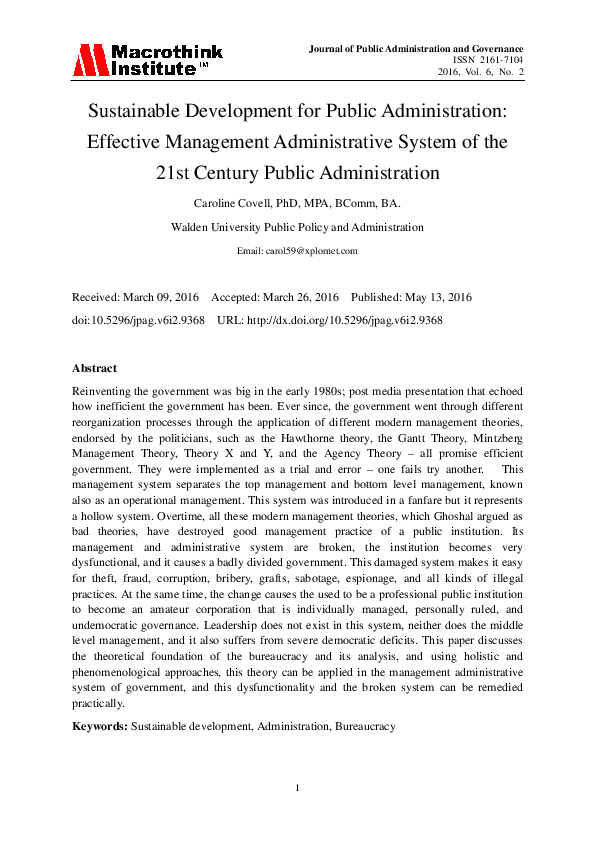(PDF) Sustainable Development for Public Administration: Effective ...