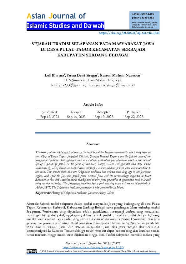 (PDF) Sejarah Tradisi Selapanan pada Masyarakat Jawa di Desa Pulau ...