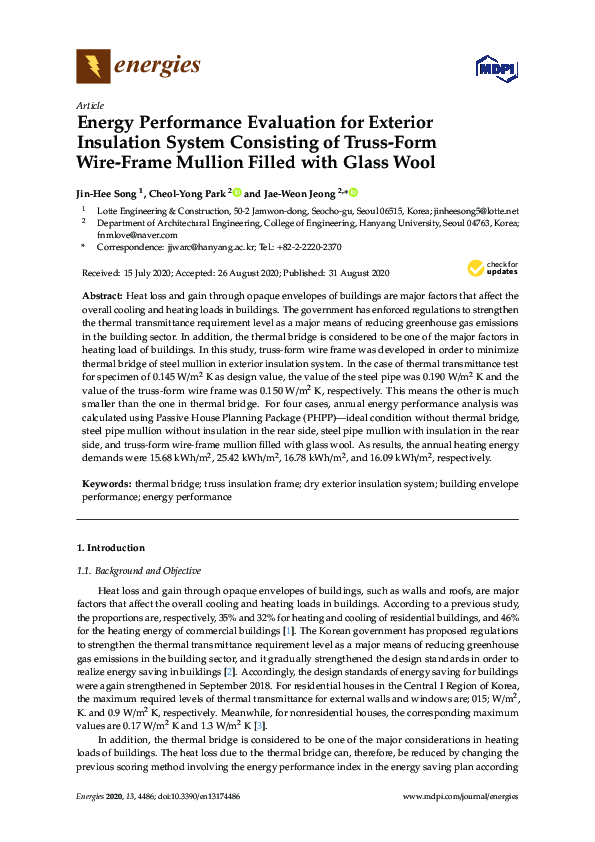 (PDF) Energy Performance Evaluation for Exterior Insulation System ...
