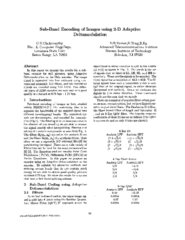(PDF) Sub-band encoding of images using 2-D adaptive deltamodulation