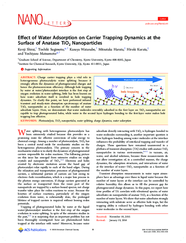 (PDF) Effect of Water Adsorption on Carrier Trapping Dynamics at the Surface of Anatase TiO2 ...