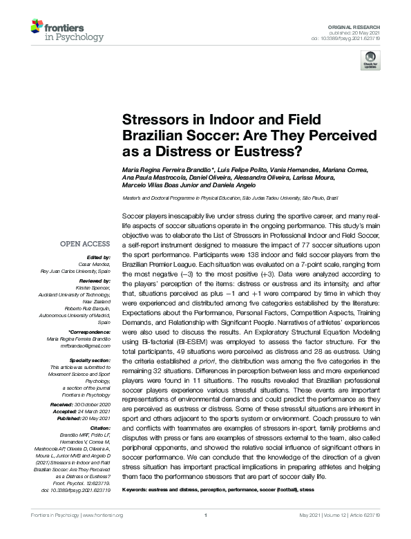 (PDF) Stressors in Indoor and Field Brazilian Soccer: Are They ...