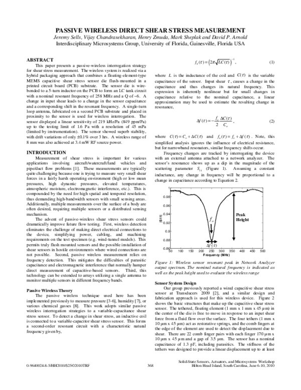 (PDF) Passive Wireless Direct Shear Stress Measurement
