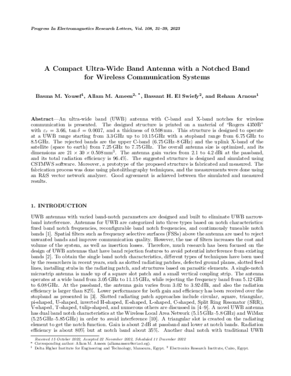 (PDF) A Compact Ultra-wide Band Antenna with a Notched Band for ...