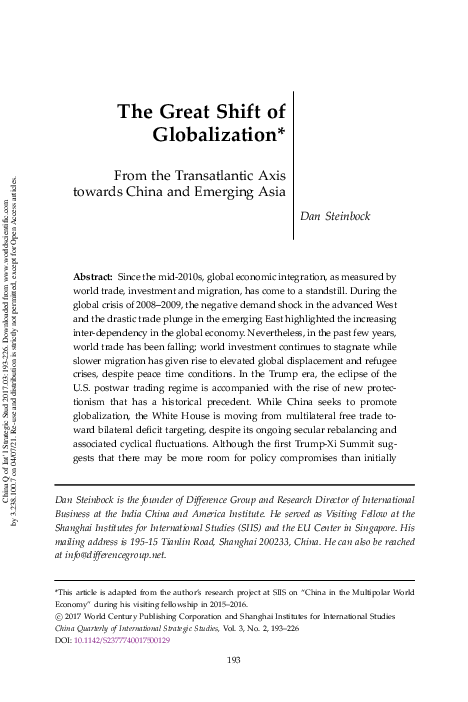 (PDF) The Great Shift of Globalization: From the Transatlantic Axis ...