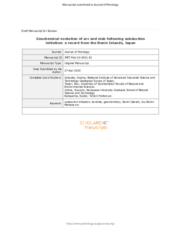 Pdf Geochemical Evolution Of Arc And Slab Following Subduction