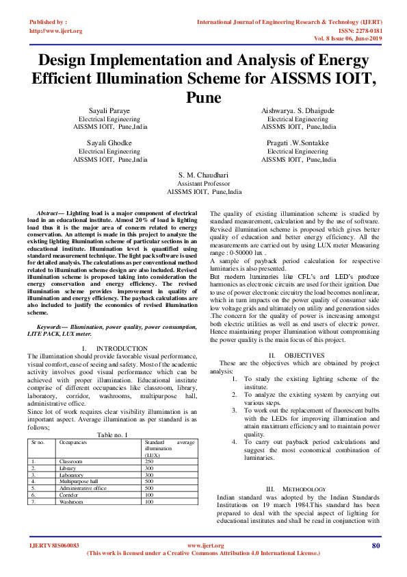 (PDF) Design Implementation and Analysis of Energy Efficient Illumination Scheme for AISSMS IOIT ...