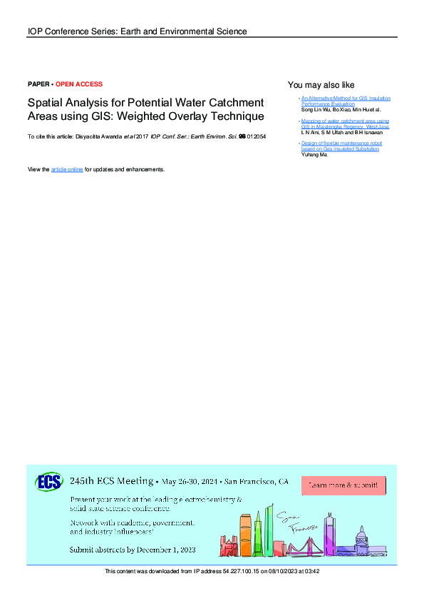 (PDF) Spatial Analysis for Potential Water Catchment Areas using GIS: Weighted Overlay Technique