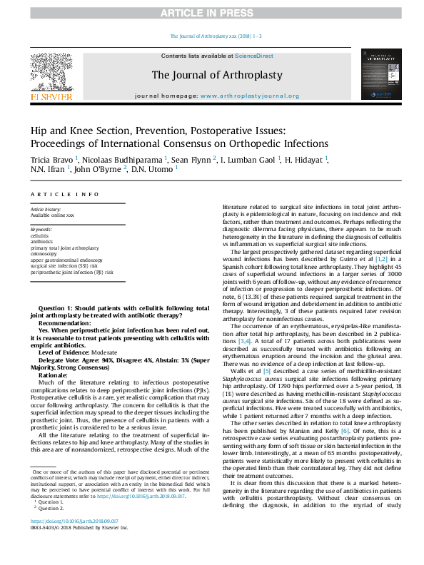 (PDF) Hip and Knee Section, Prevention, Postoperative Issues ...